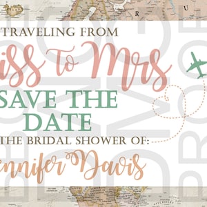 Traveling From Miss to Mrs Bridal Shower Save the Date Boarding Pass ...