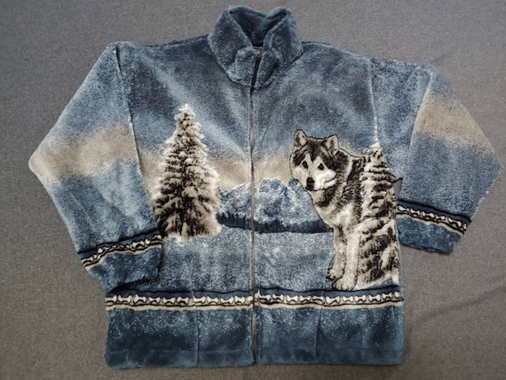 Wolf Plush Fleece Jacket Winter Wolves Unisex Adult Sizes New | Etsy