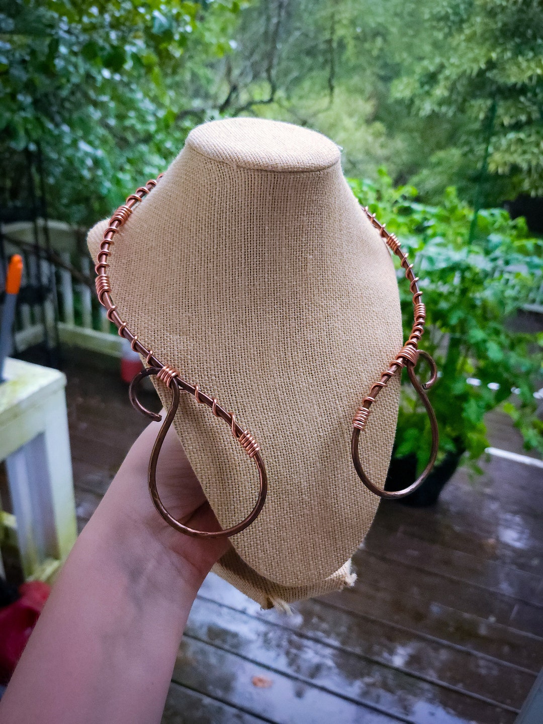 Fantasy Hammered Copper Torque Necklace, Jewelry for Nature Lovers, Ren ...