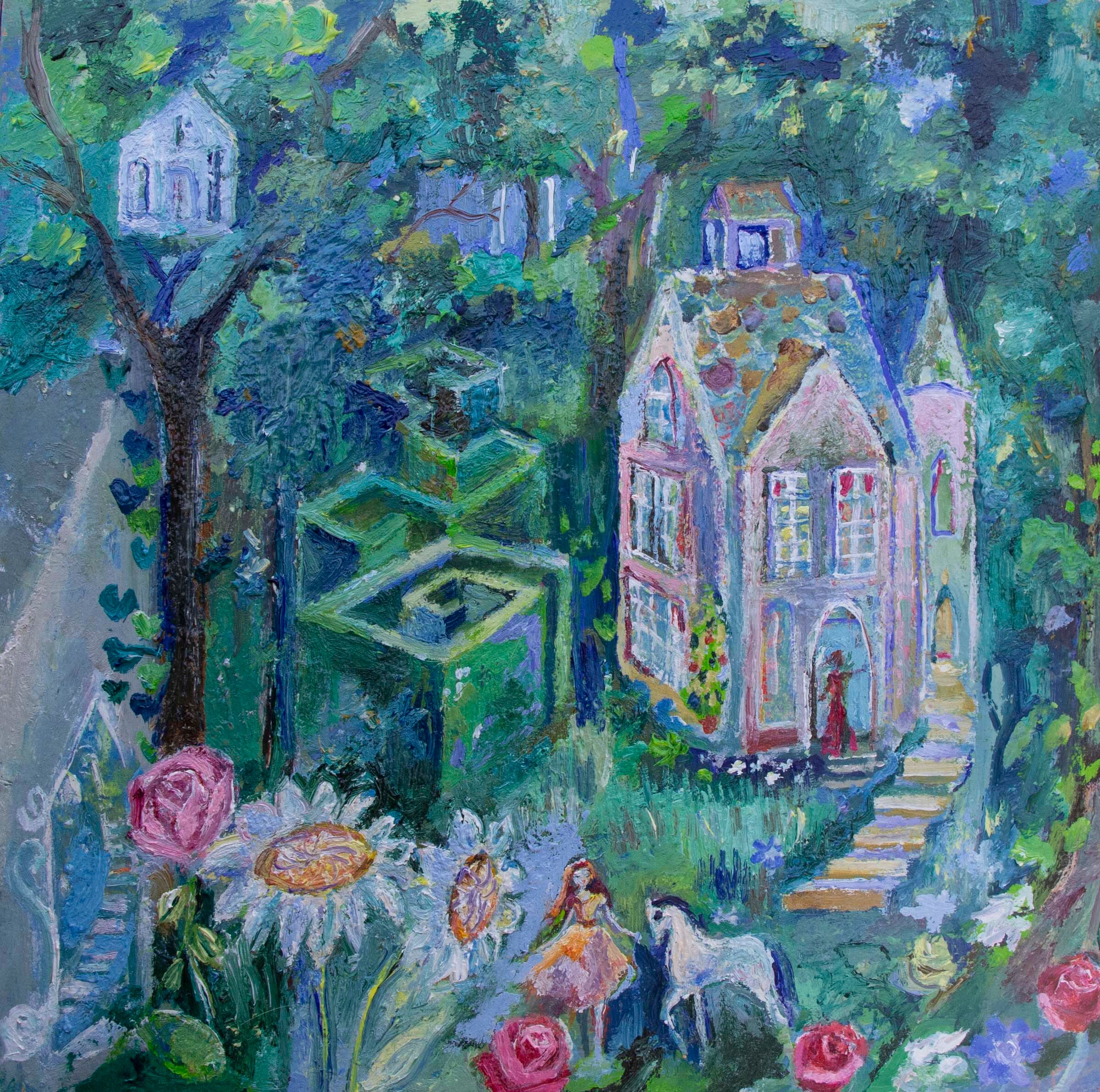 The Waystone Inn, Fairy Tale Painting, Oil on Wood, 8 X 8 X 0.5 Inch ...