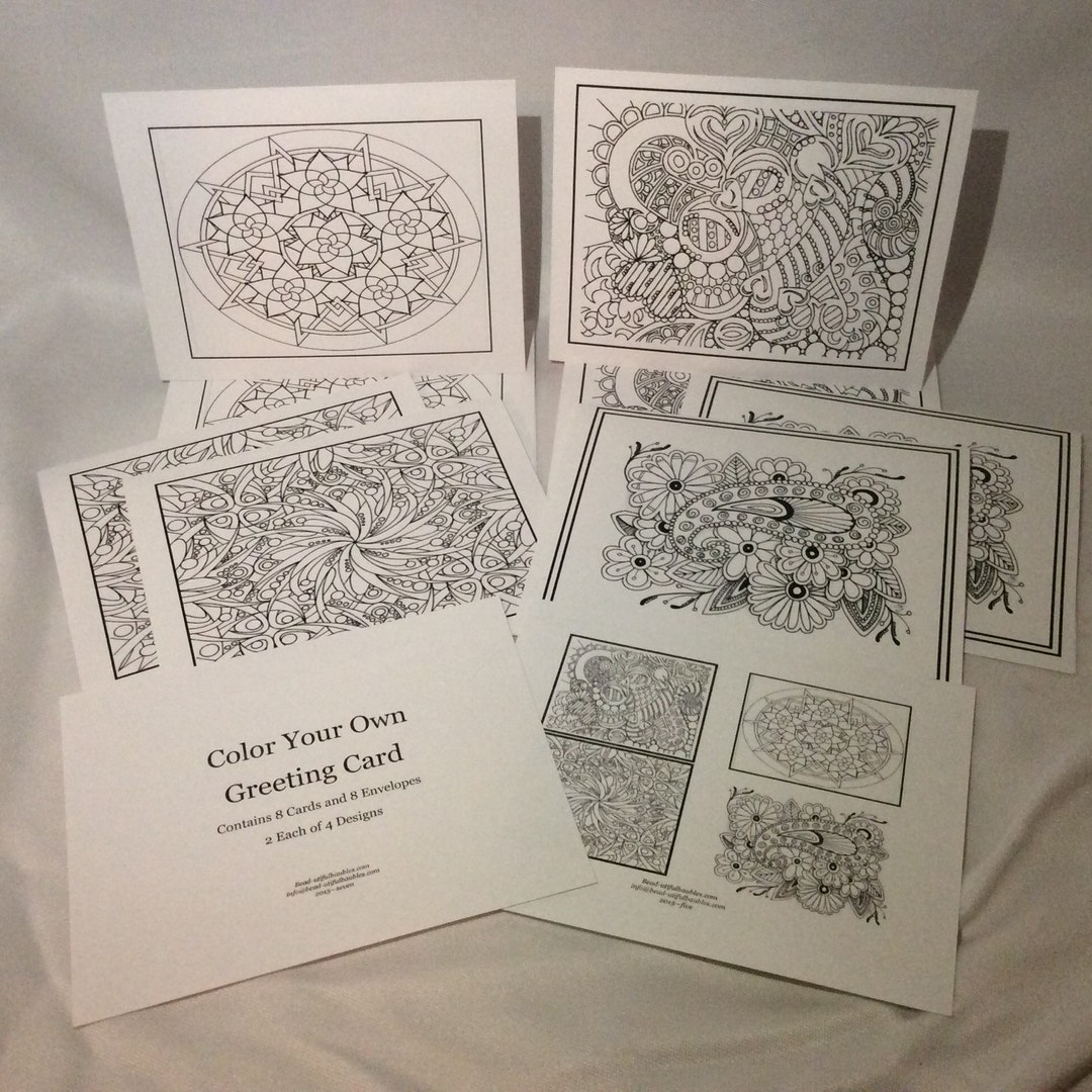 Color Your Own Greeting Cards (set #5) - Etsy
