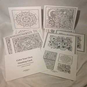 Color Your Own Greeting Cards (set #5) - Etsy