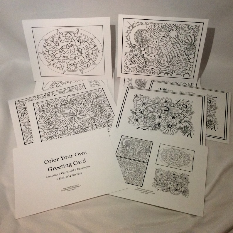 Color Your Own Greeting Cards (set #5) - Etsy