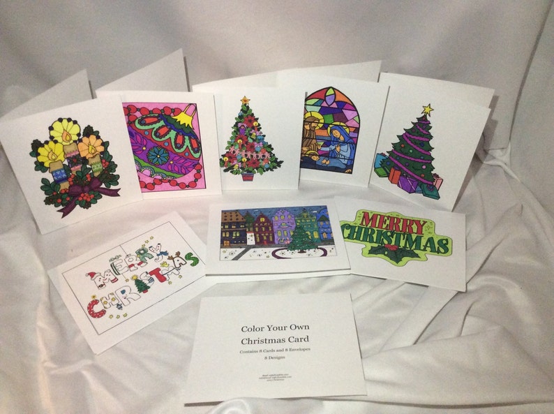 Color Your Own Christmas Cards - Etsy