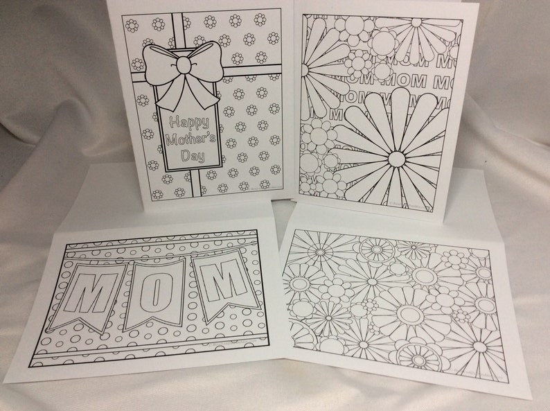 Color Your Own Greeting Cards (mothers Day) - Etsy