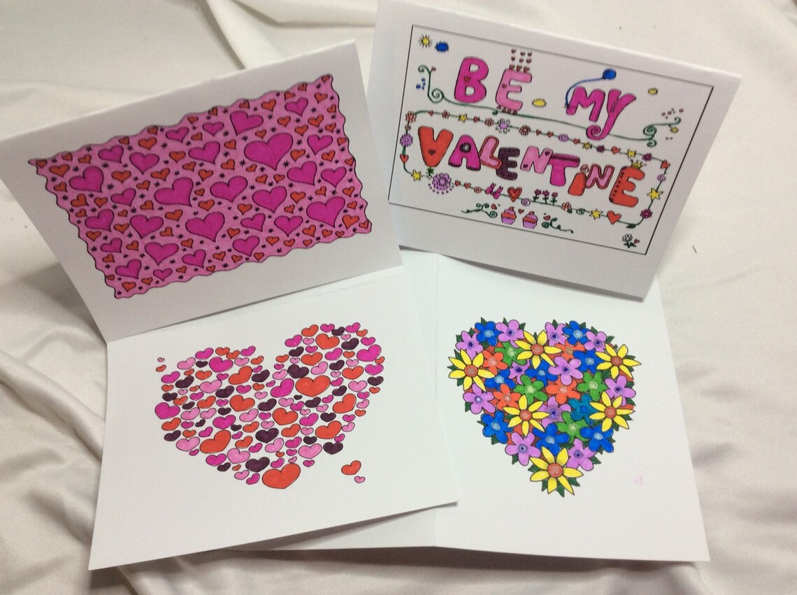 Color Your Own Greeting Cards (valentine and Love) - Etsy