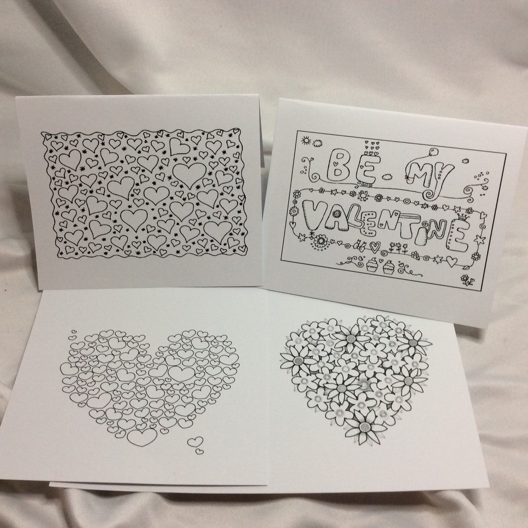 Color Your Own Greeting Cards (valentine and Love) - Etsy