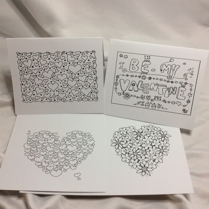 Color Your Own Greeting Cards (valentine and Love) - Etsy