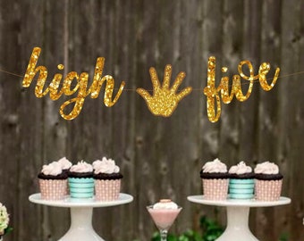 Hi Five Balloon Banner 5th Birthday Party Decorations Fifth Birthday ...