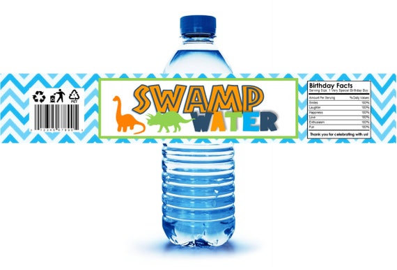 INSTANT DOWNLOAD Dinosaur Birthday Party Water Bottle Label - Swamp ...