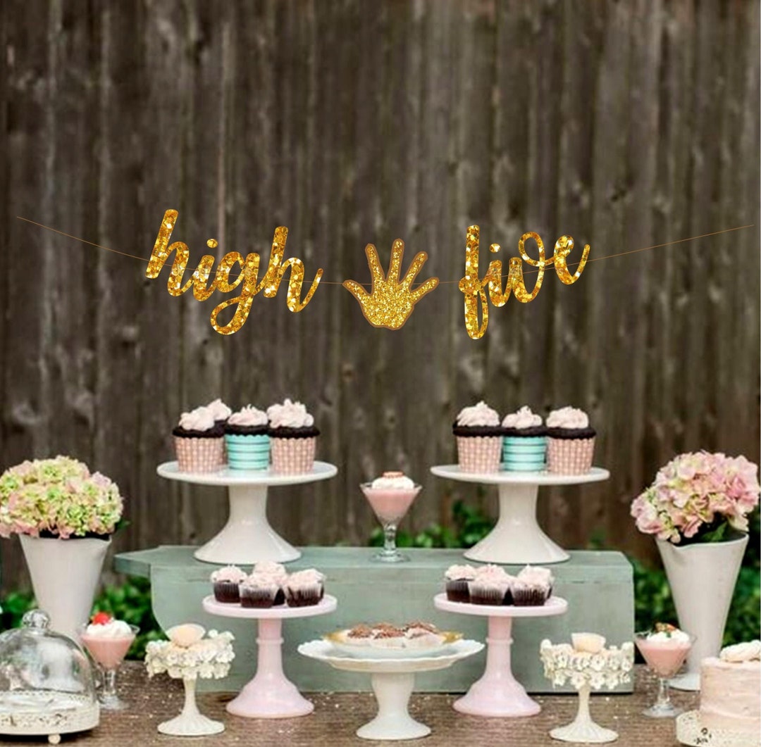 High Five Banner-high Five Birthday Decorations-fifth Birthday Party ...