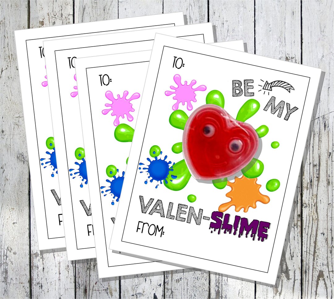 INSTANT DOWNLOAD Valentine's Day Card, School Valentines, Slime ...