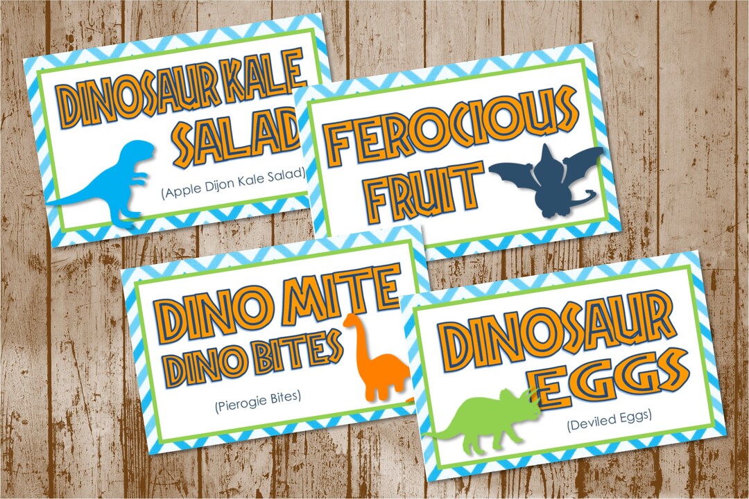 INSTANT DOWNLOAD - Dinosaur Birthday Party Food Labels - Printable Food ...