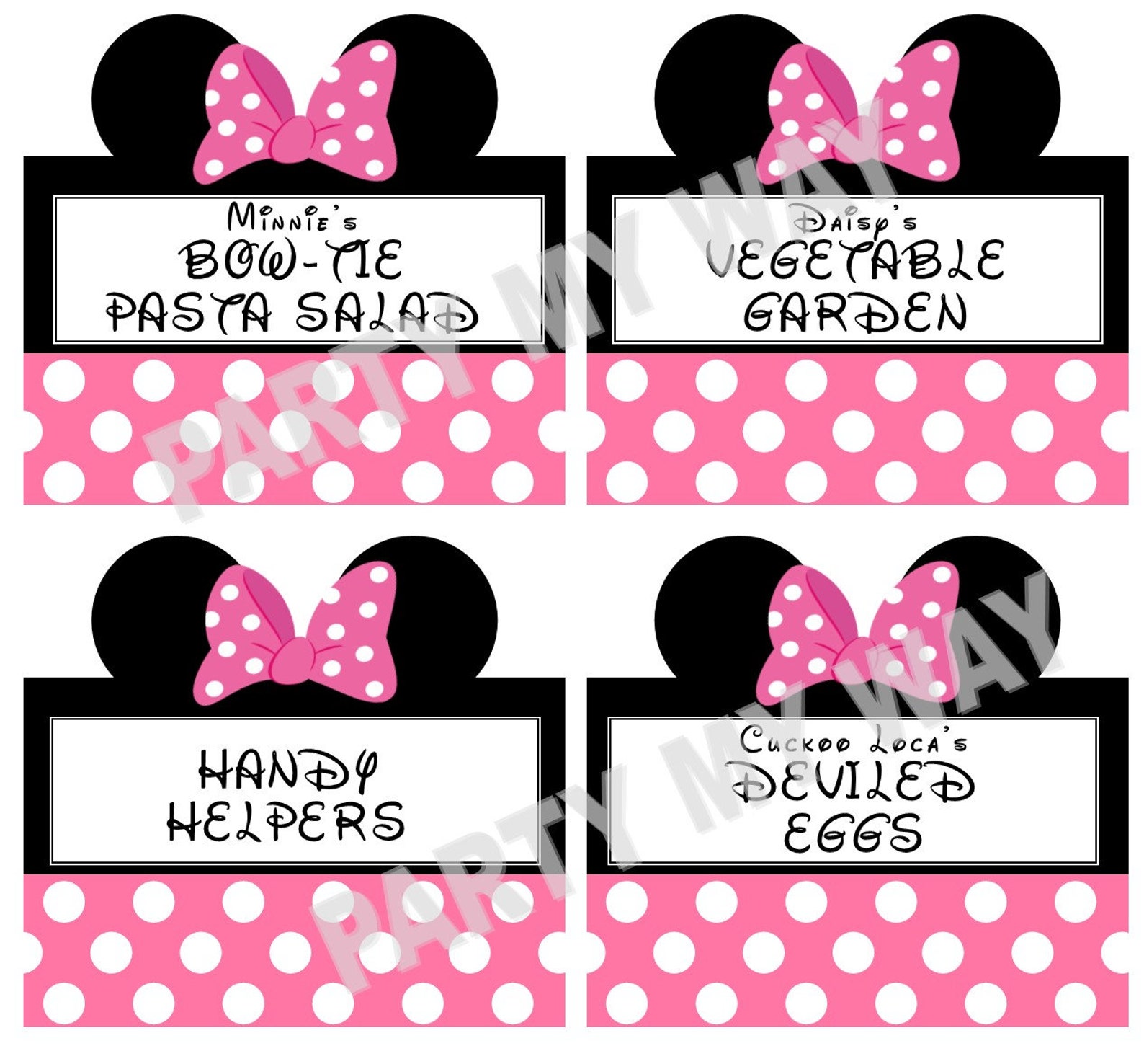 INSTANT DOWNLOAD - Food Labels Classic Girl Mouse Clubhouse Birthday ...