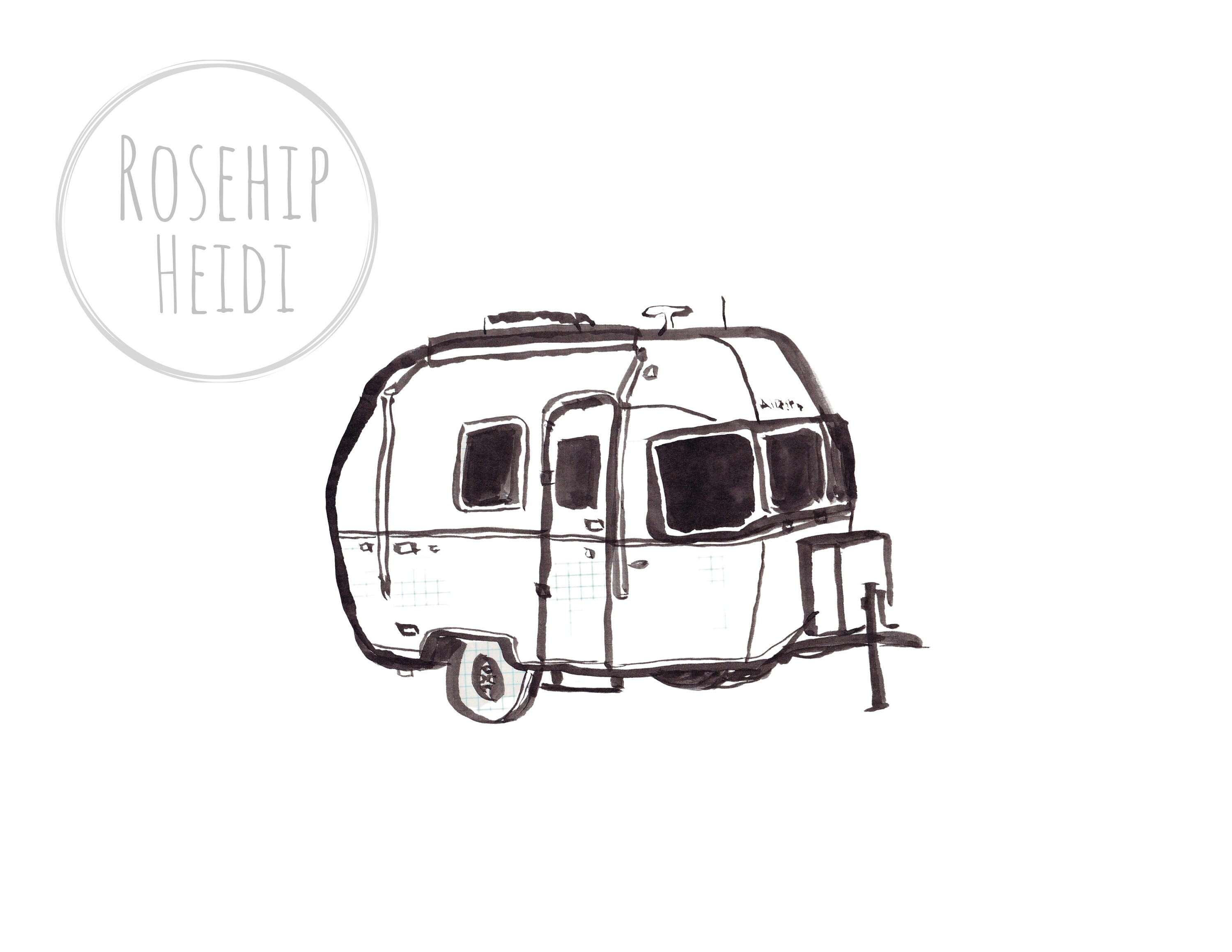 Airstream Bambi Line Drawing, Pen and Ink, Camper, Adventure, Art Wall ...
