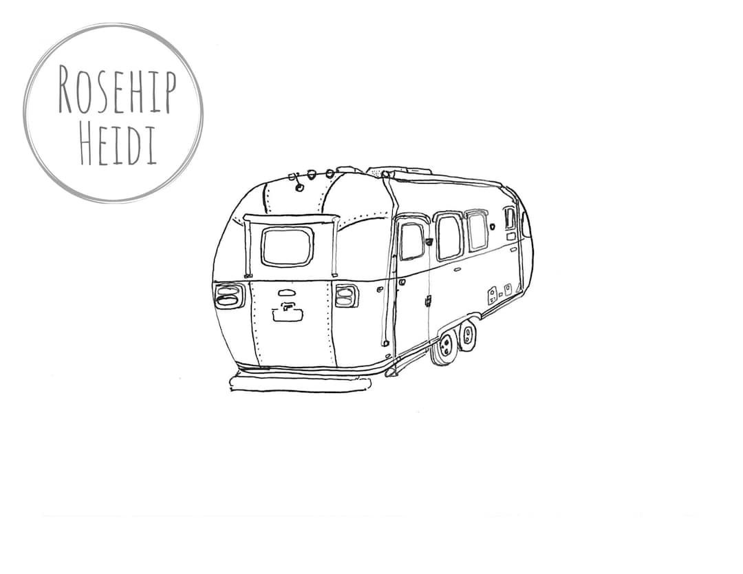 Camper Illustration, Art Print, Drawing, Trailer, Camping, RV, Draw ...