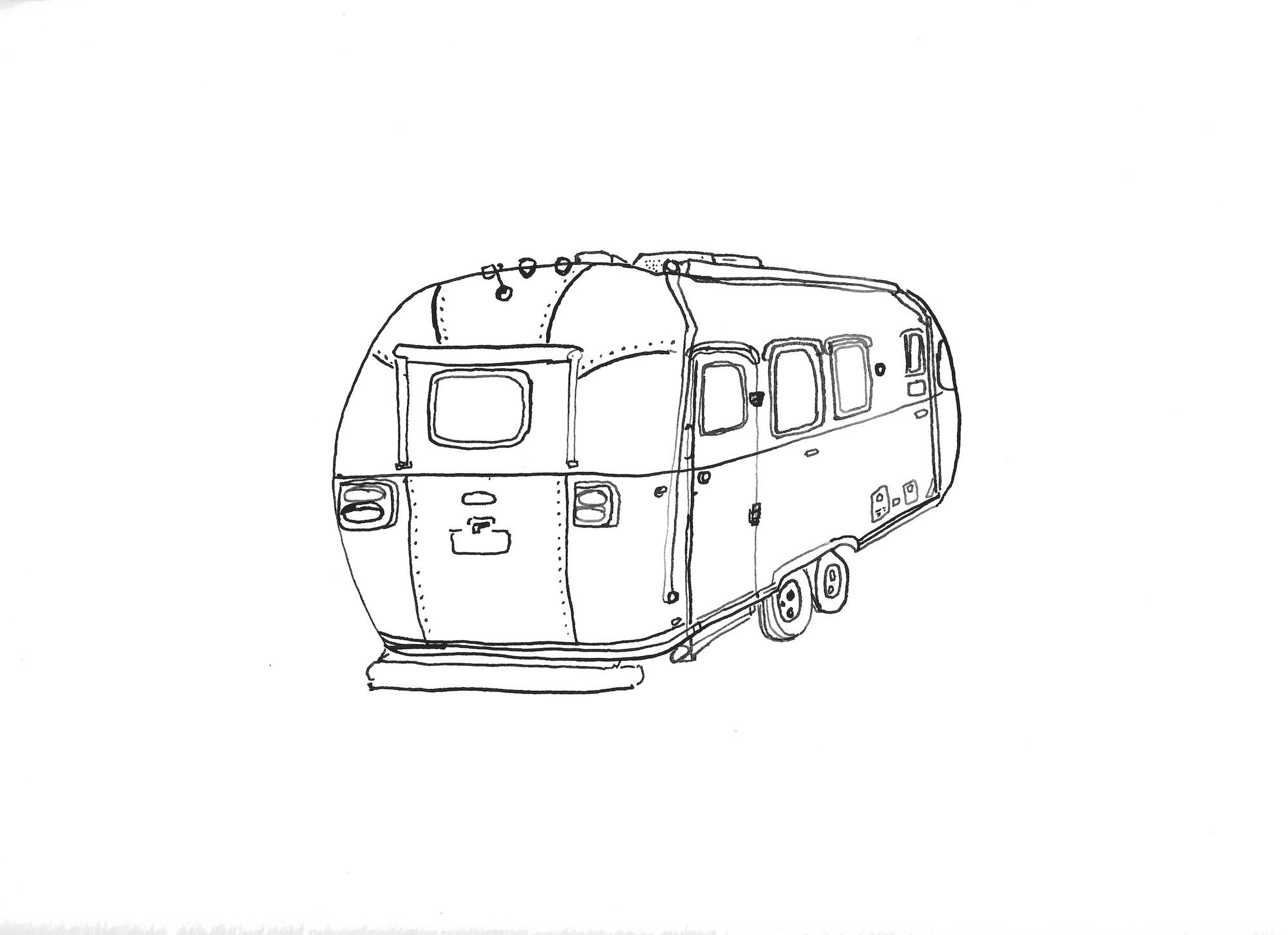 Airstream Trailer Line Drawing Sketch Coloring Page