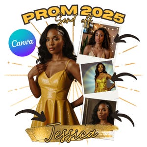 8 Prom T Shirt Design Canva Template Bundle, Add Photo 2025 Send off T ...