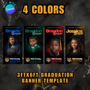 8 Vertical Graduation Banner Design Canva Template Bundle, Class of ...