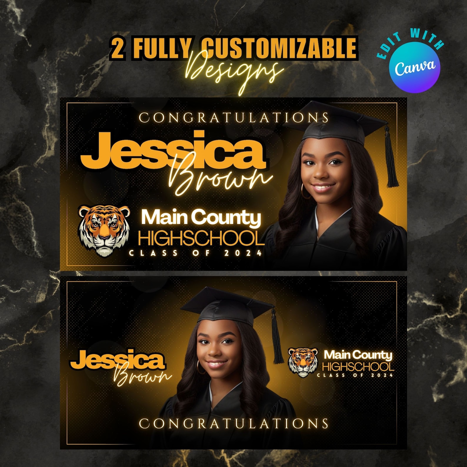 8 Graduation Banner Design Canva Template Bundle, Class of 2025 Banner ...