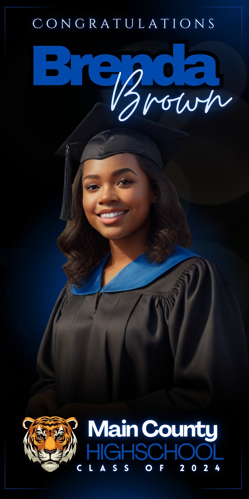 8 Vertical Graduation Banner Design Canva Template Bundle, Class of ...