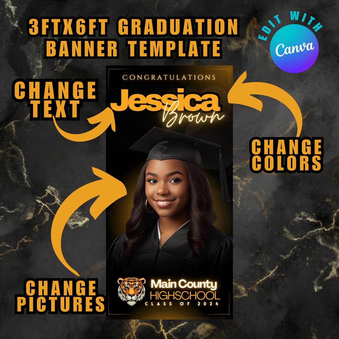 8 Vertical Graduation Banner Design Canva Template Bundle, Class of ...