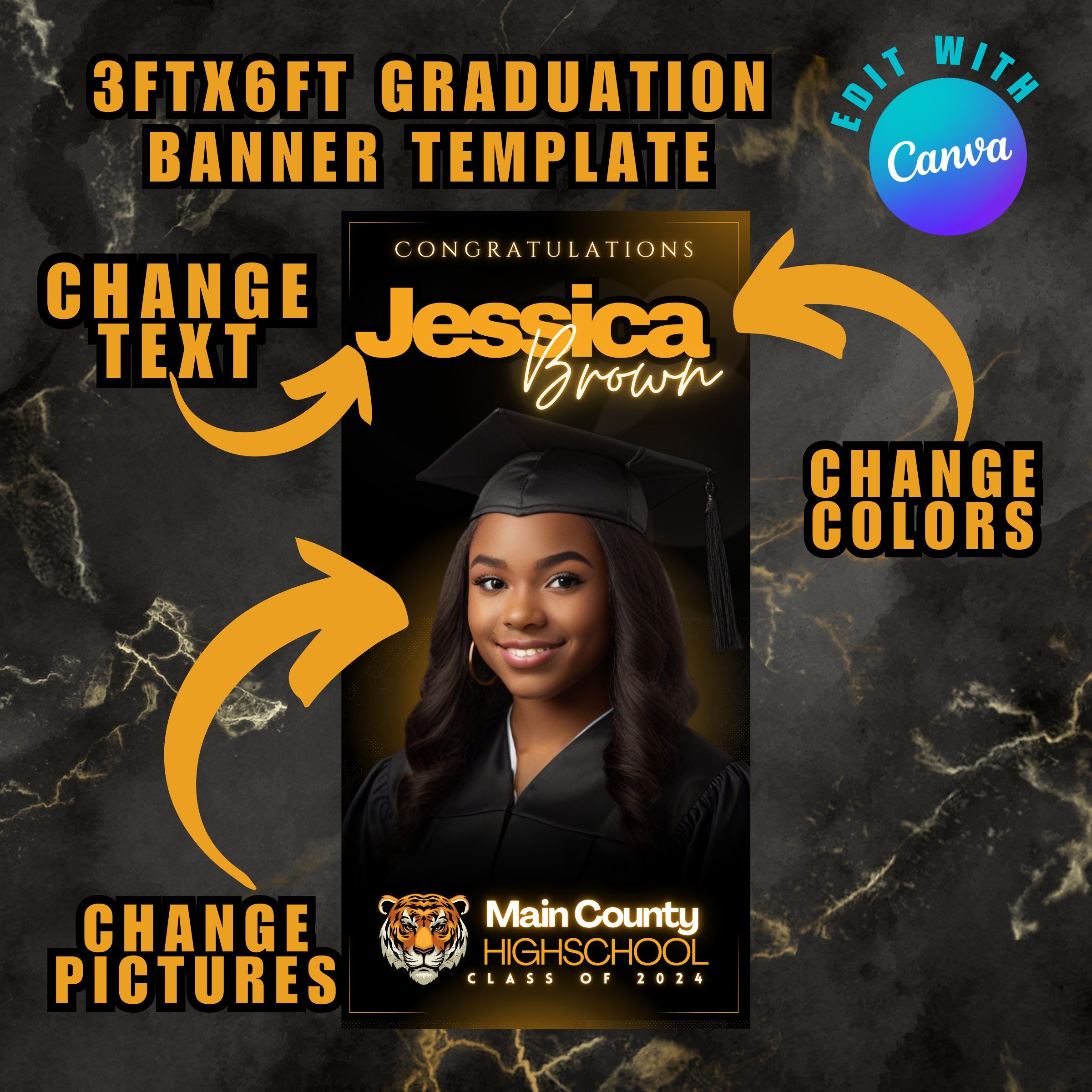8 Vertical Graduation Banner Design Canva Template Bundle, Class of ...