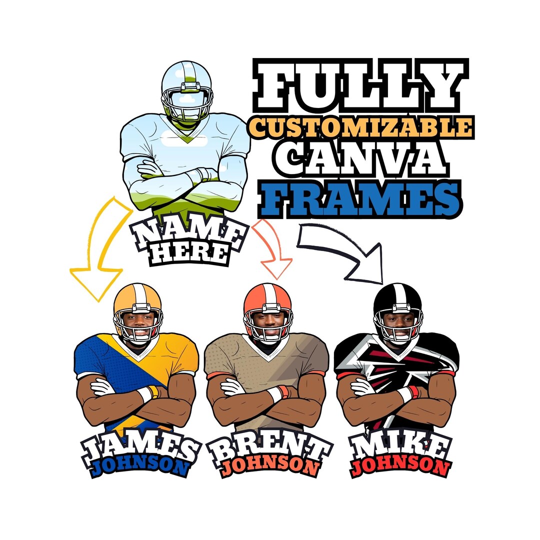 6 Custom Football Canva Frame | Editable Sports Template for Game Day ...