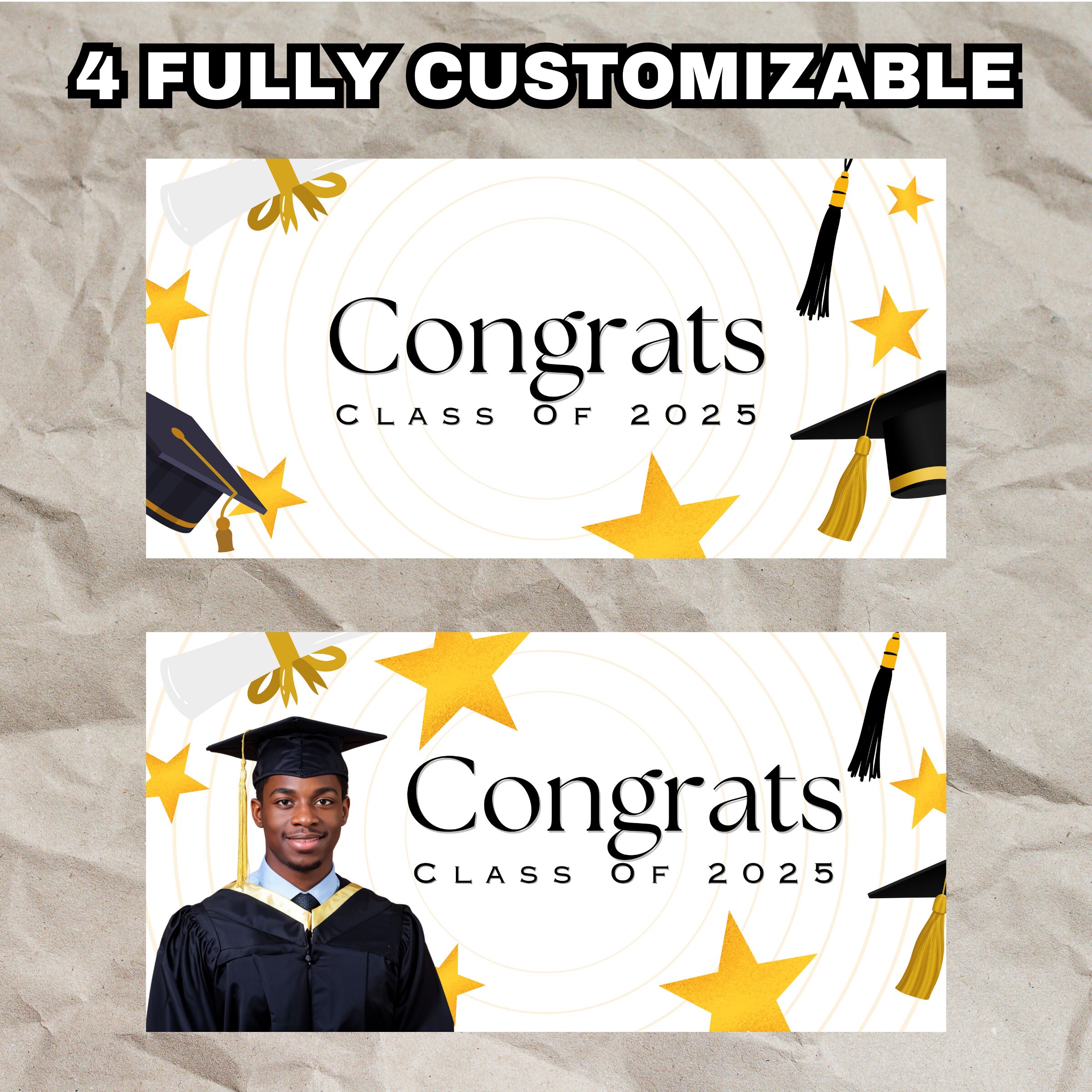 4 PSD Graduation Banner Template | Class of 2025 Design | Personalized ...