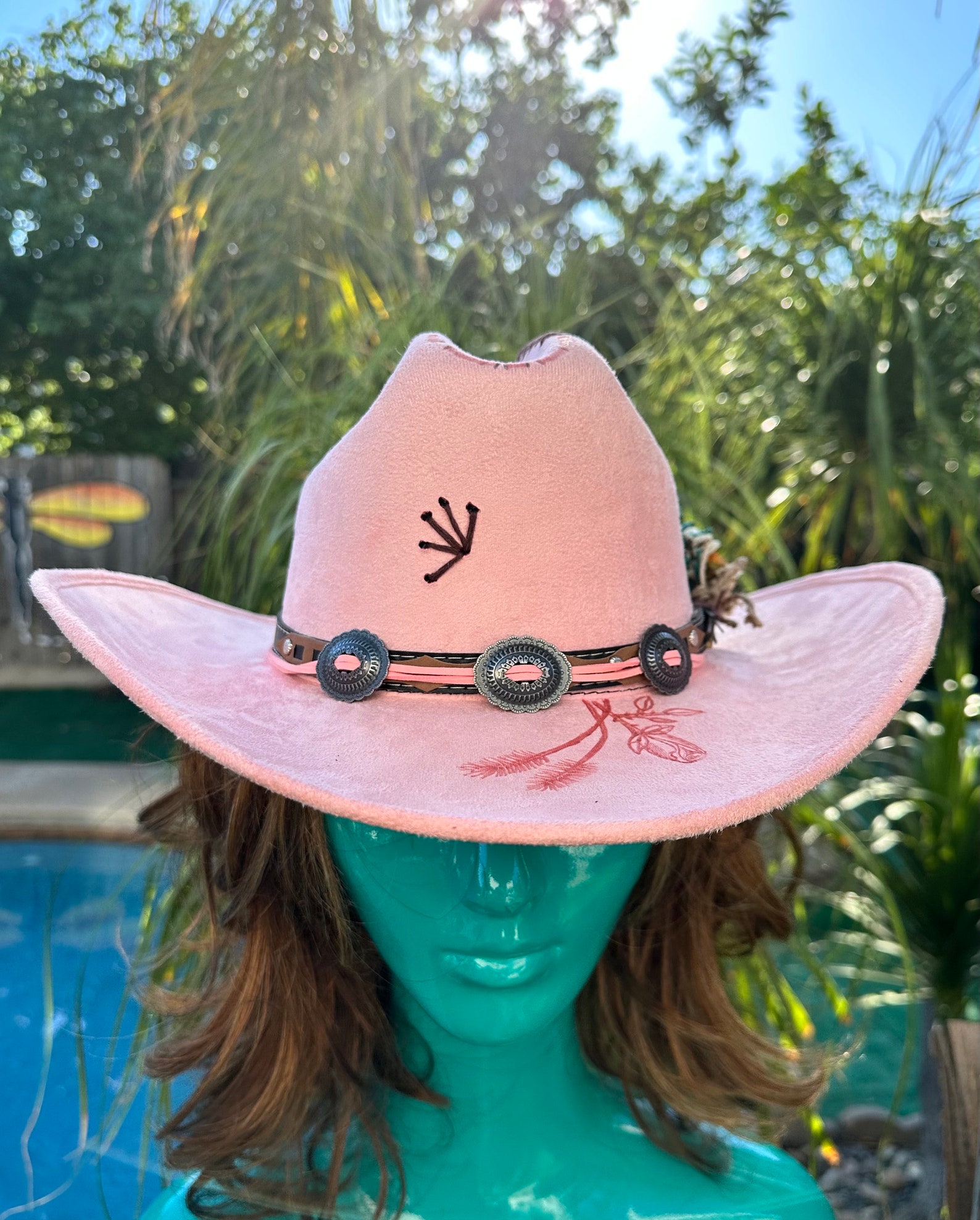 Rose Horse Shoe Cowboy Hat Burning Art Pale Pink FREE SHIPPING - Etsy