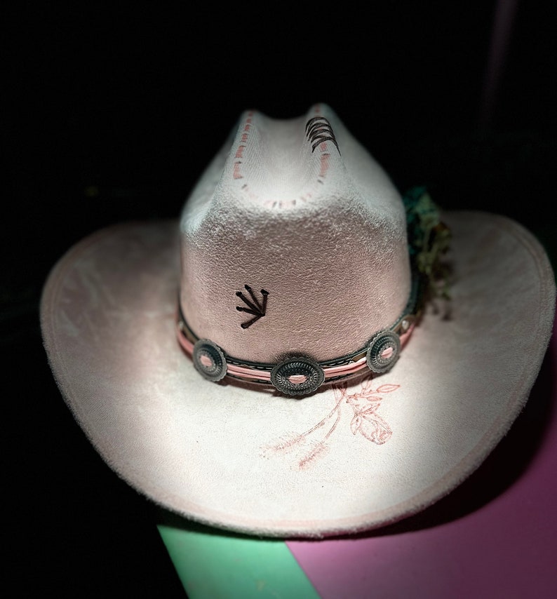 Rose Horse Shoe Cowboy Hat Burning Art Pale Pink FREE SHIPPING - Etsy