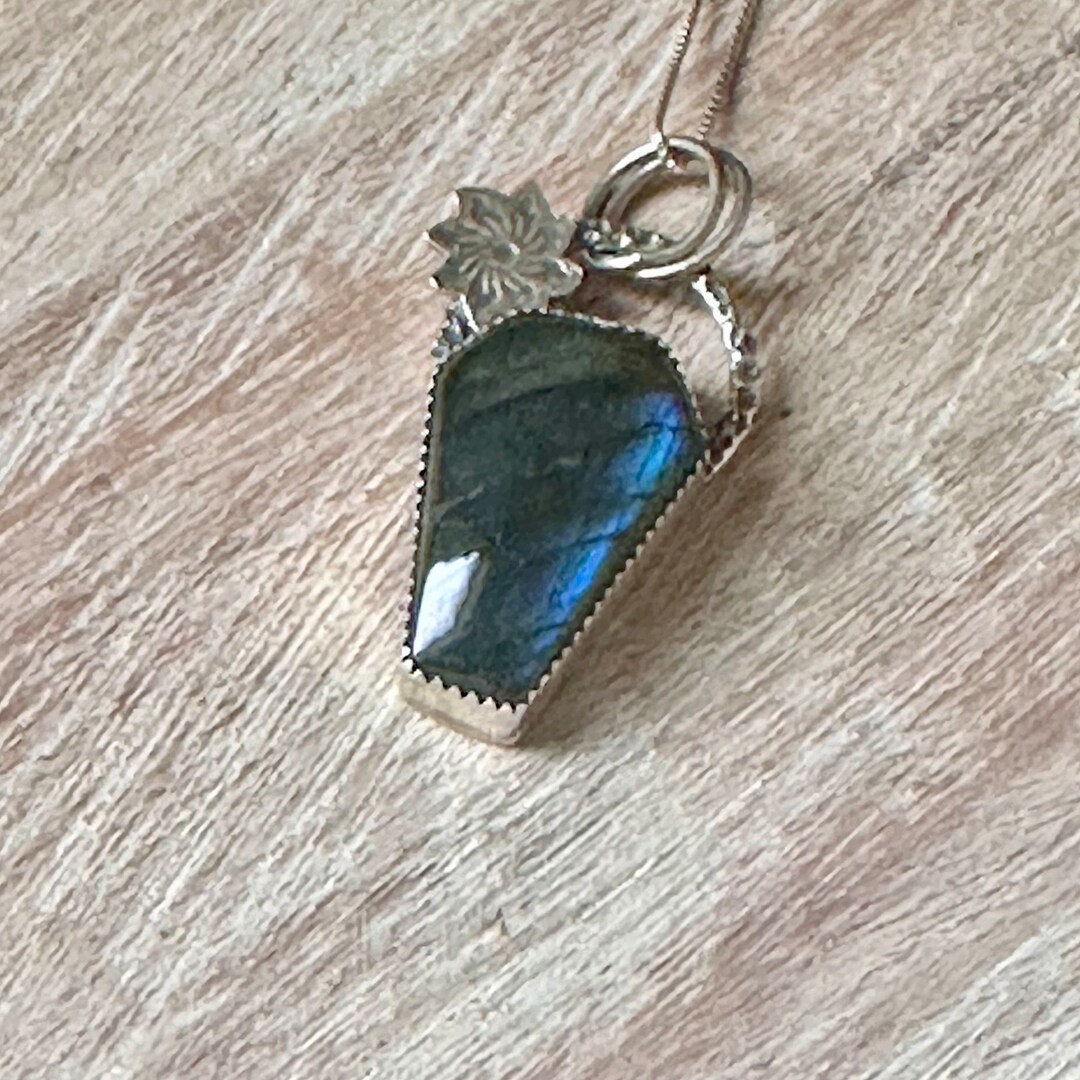 Blue Labradorite Coffin Pendant Necklace: Sterling Silver, Cactus ...