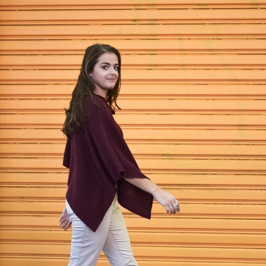 Wine Light Weight Merino Wool Poncho, Petite Poncho, Petite Cape, Light ...