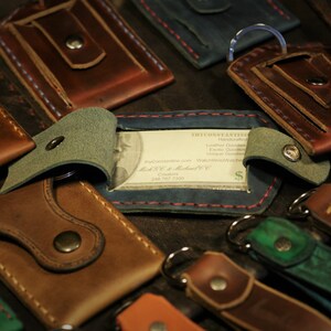 Bag Swag Luggage Tag Handmade Personalized Rustic Leather Horween Hide ...