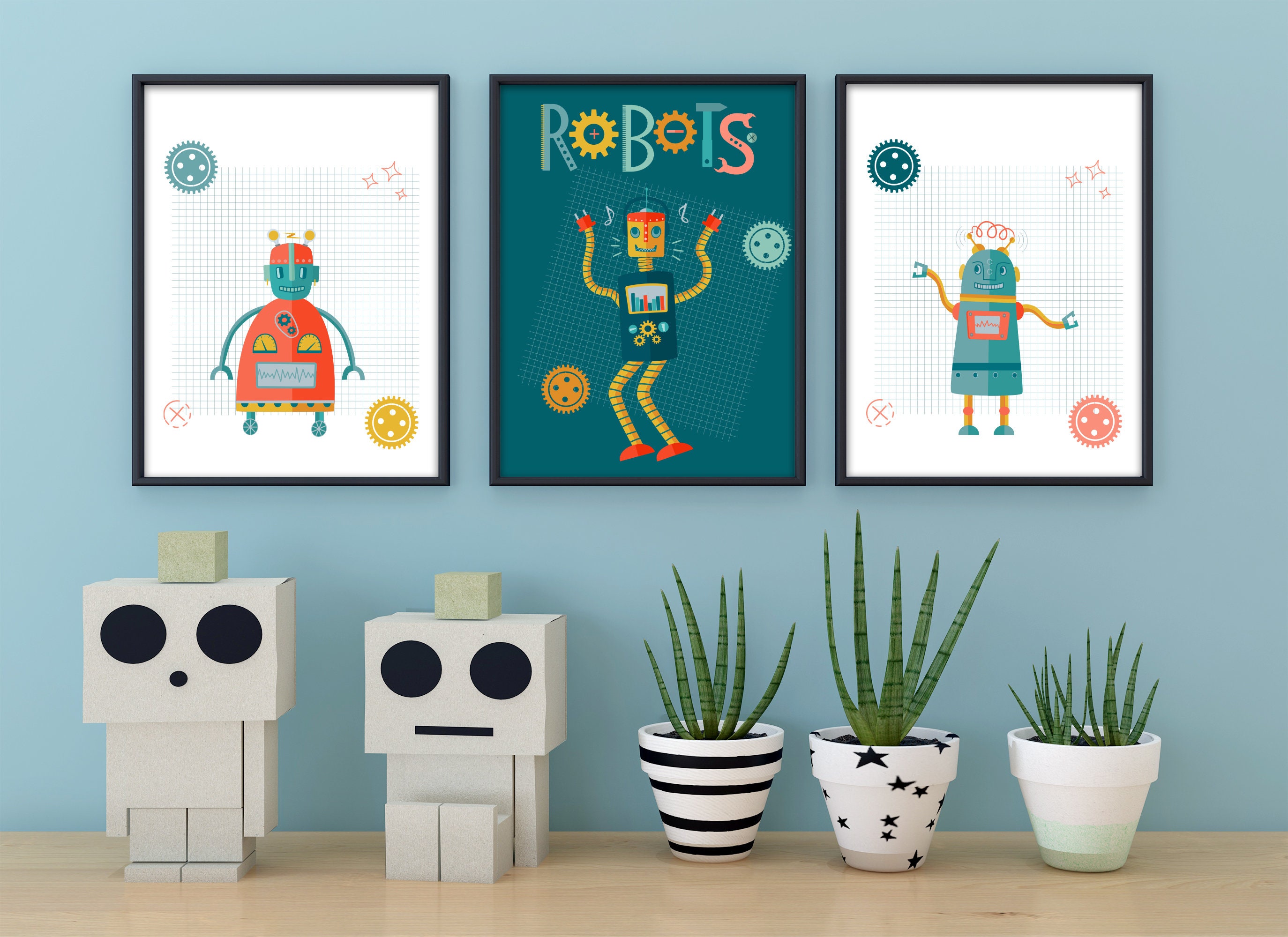 Happy Robot Clipart Set Vector Eps/svg/png Commercial Use | Etsy India
