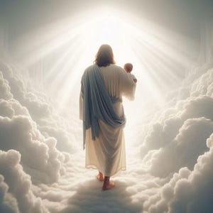 Jesus Carrying Baby to Heaven Poster Painting Print, Infant Miscarriage ...