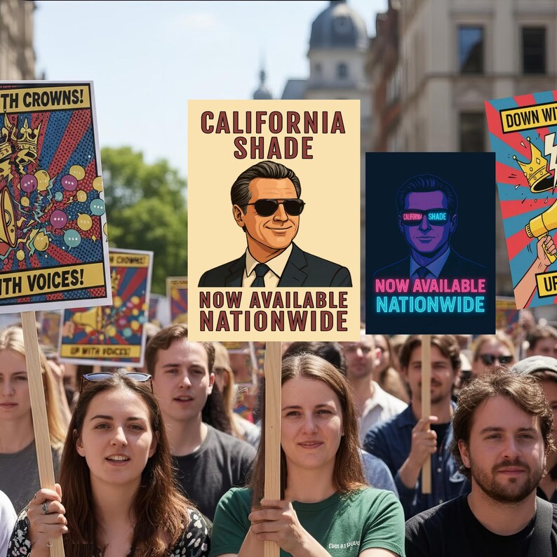 Printable Rally Sign, No Kings Protest Poster, Political Satire Artwork ...