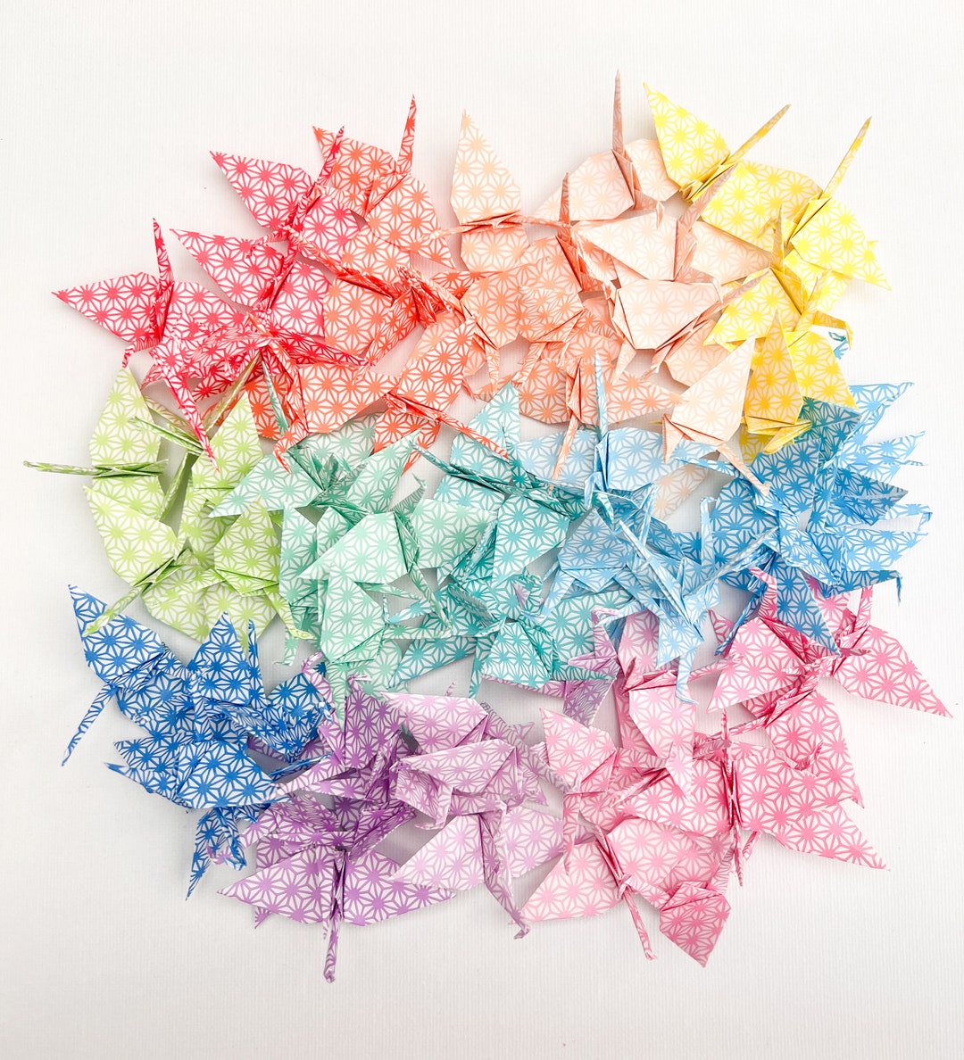 Japanese Pattern Origami Cranes, Rainbow Colour Origami Cranes, Room ...