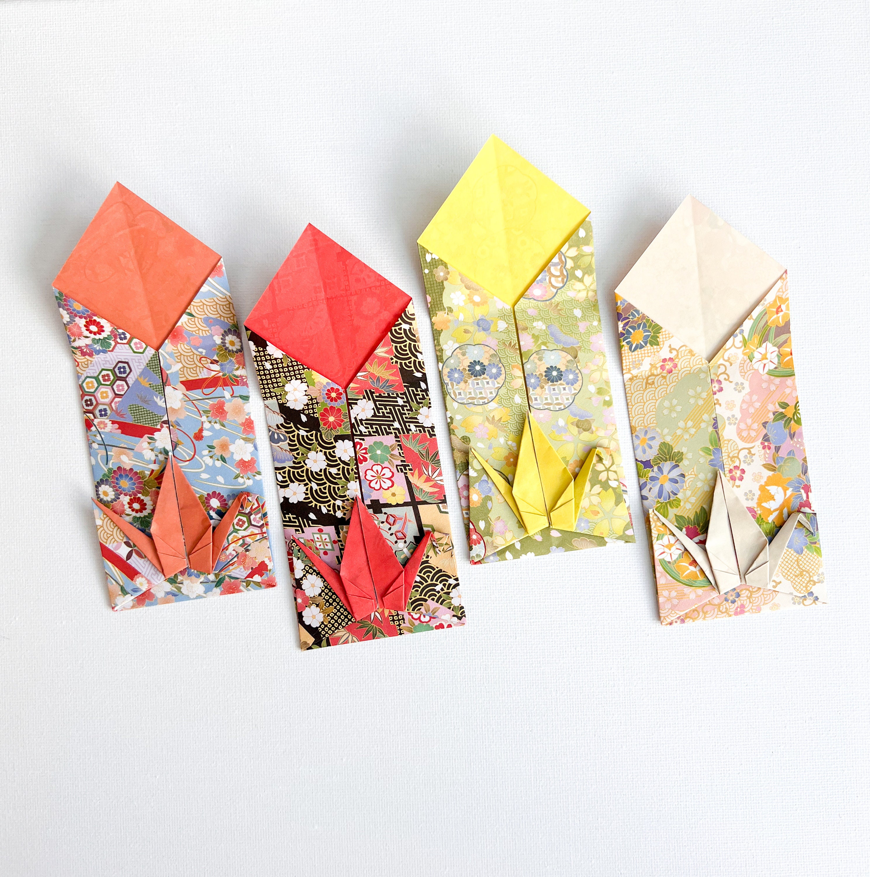 Japanese Floral Pattern Origami Crane Envelopes, Sakura Pattern, Gift ...