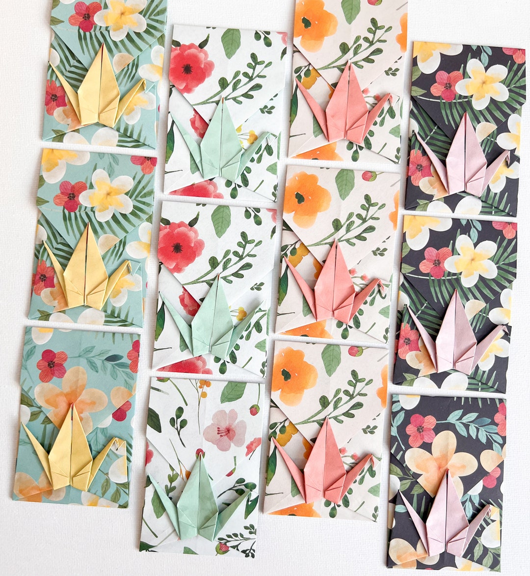 Floral Pattern Origami Crane Envelopes, Tropical Floral Pattern, Gift ...