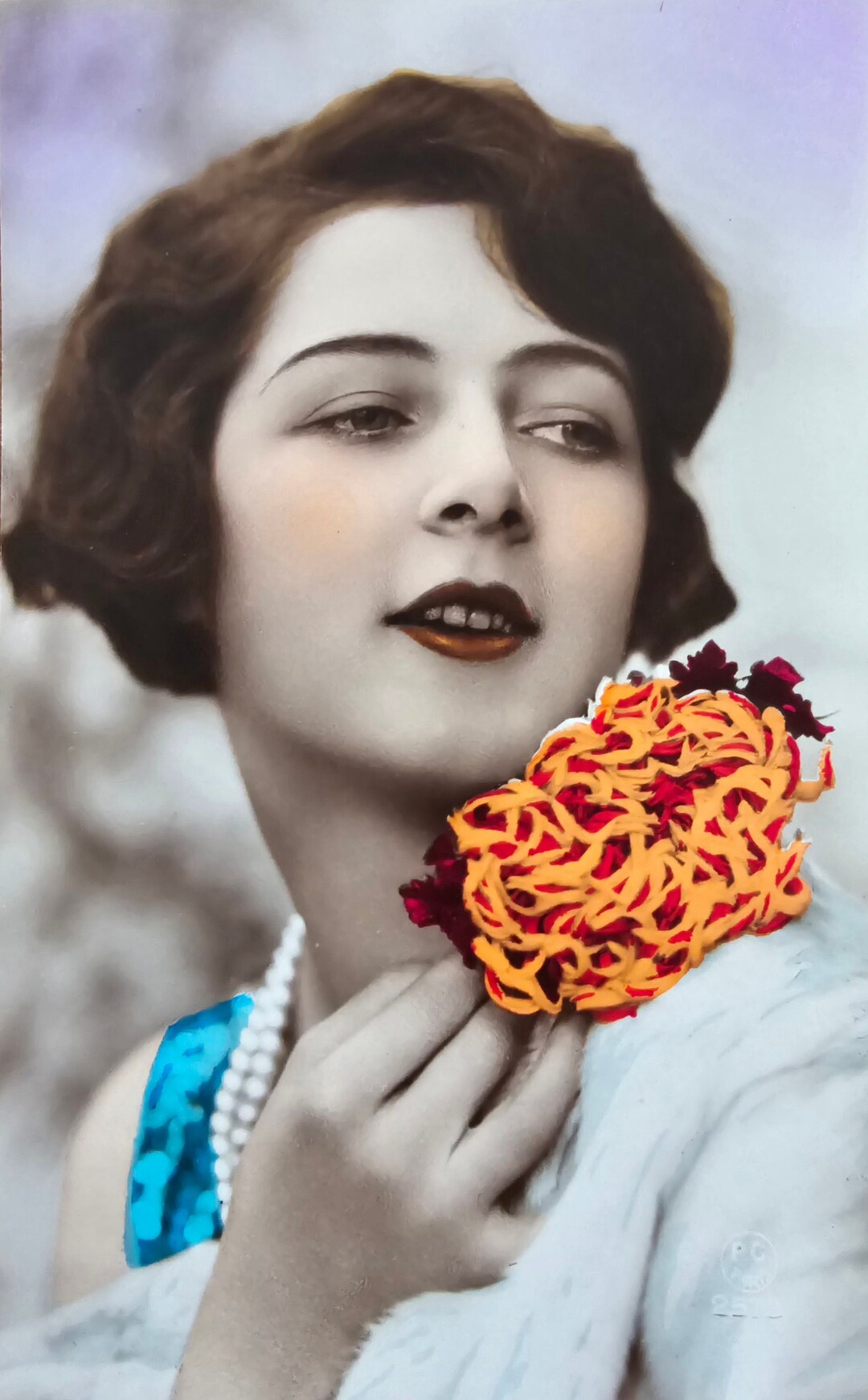 Flapper Woman Portrait /// Floral Beauty Lady From Paris /// Original ...