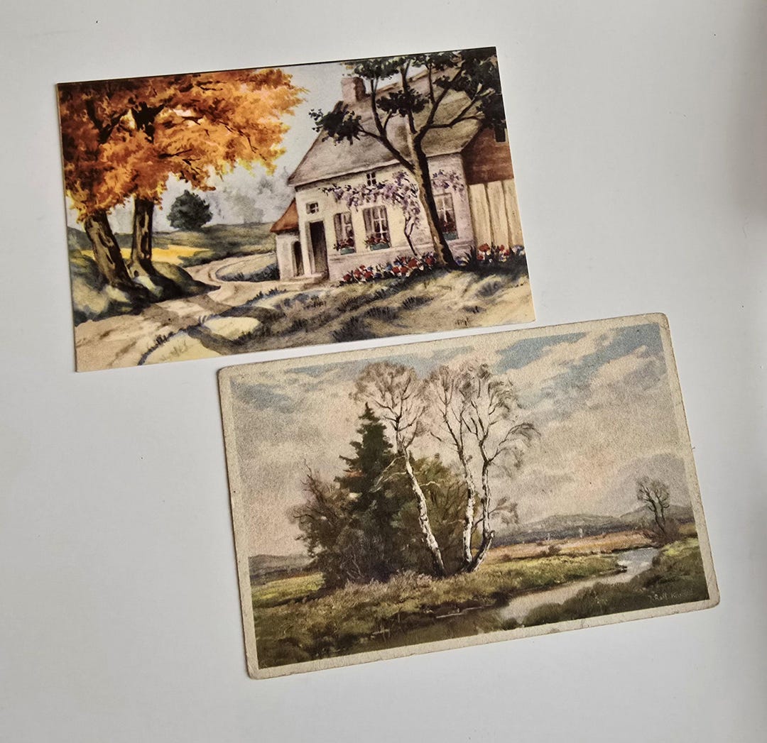 Set of 2 Postcards /// Fine Art Illustrations /// Architecture and ...