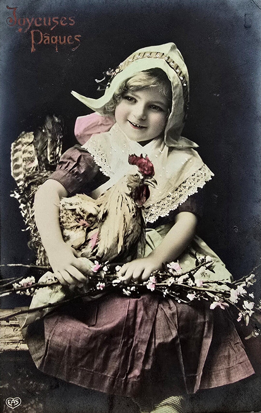 Edwardian Easter Child /// Little Girl Portrait With Chicken /// Belle ...