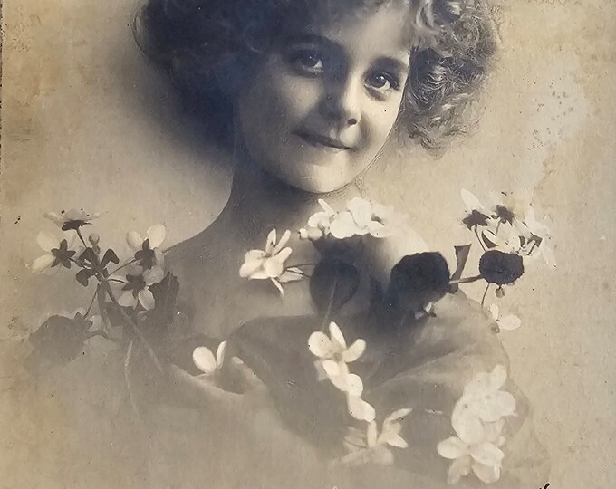 Grete Reinwald /// Edwardian Stage Actress /// Little Girl Portrait With Flowers /// Original ...