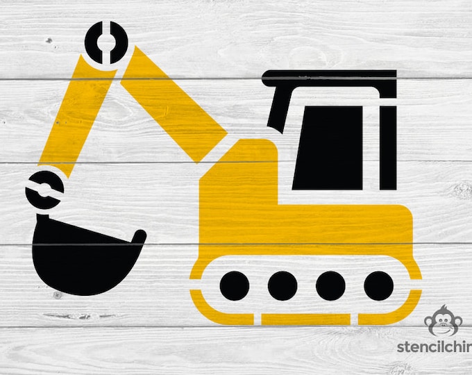 Excavator Stencil | Construction Vehicle Stencil | Play Room Stencil ...