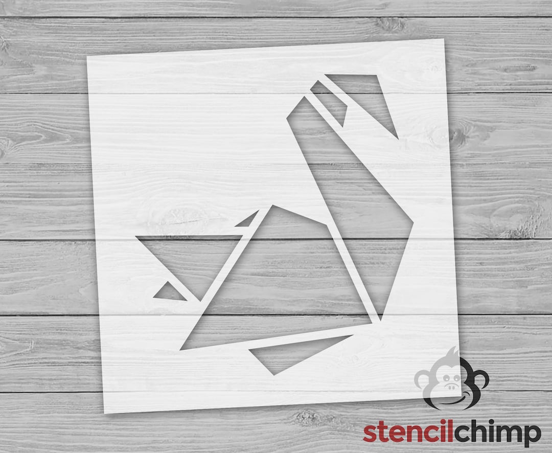 Origami Swan Stencil, Geometric Animal Stencil, Paper Origami Stencil ...