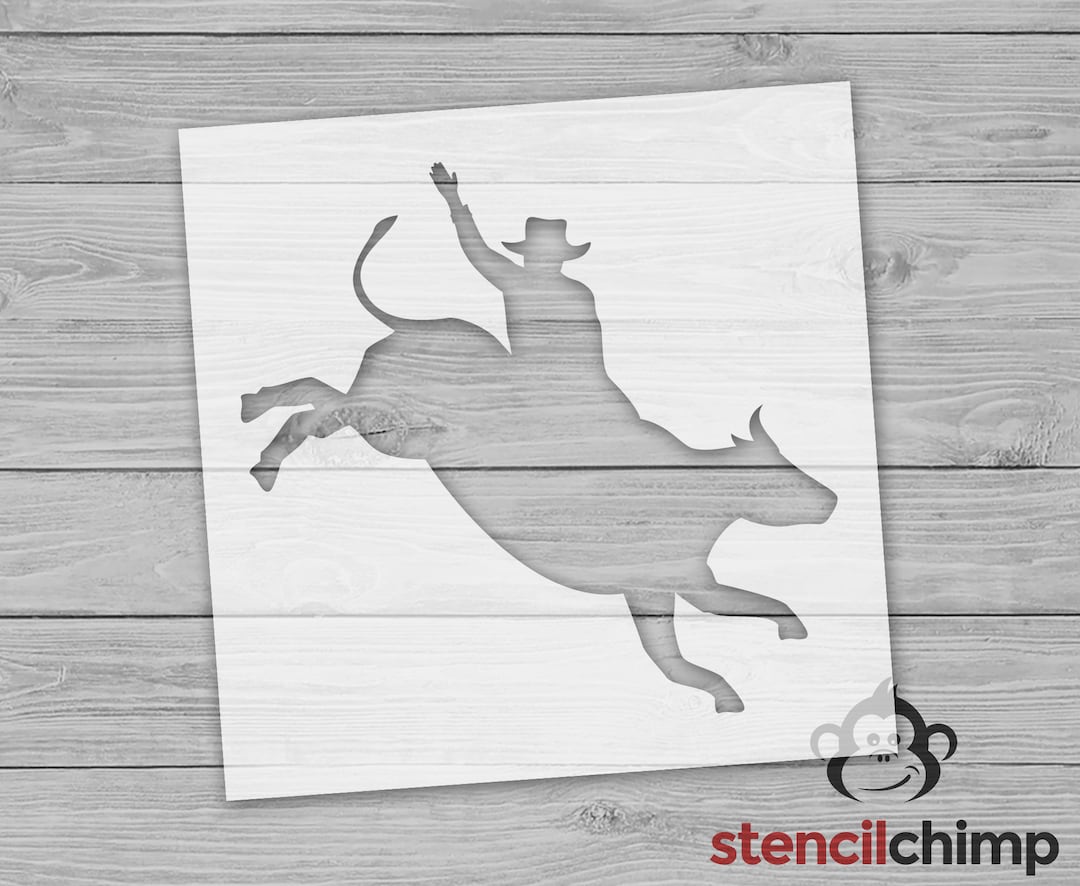Cowboy Stencil, Bull Rider Stencil, Wild West Stencil for Kids Room ...