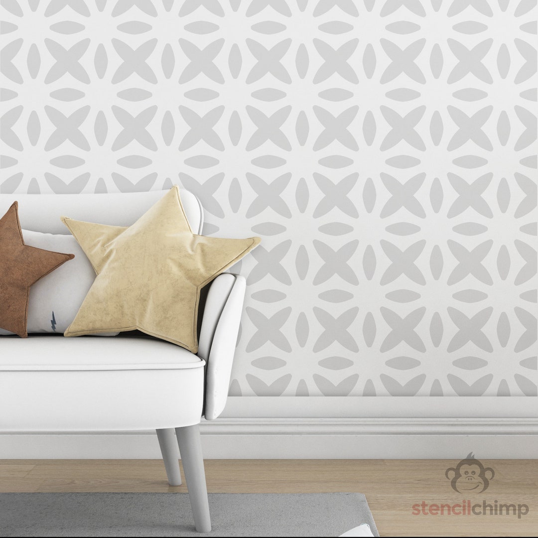 Repeating Pattern Floral Stencil for Wall Painting, Tile Stencil for ...