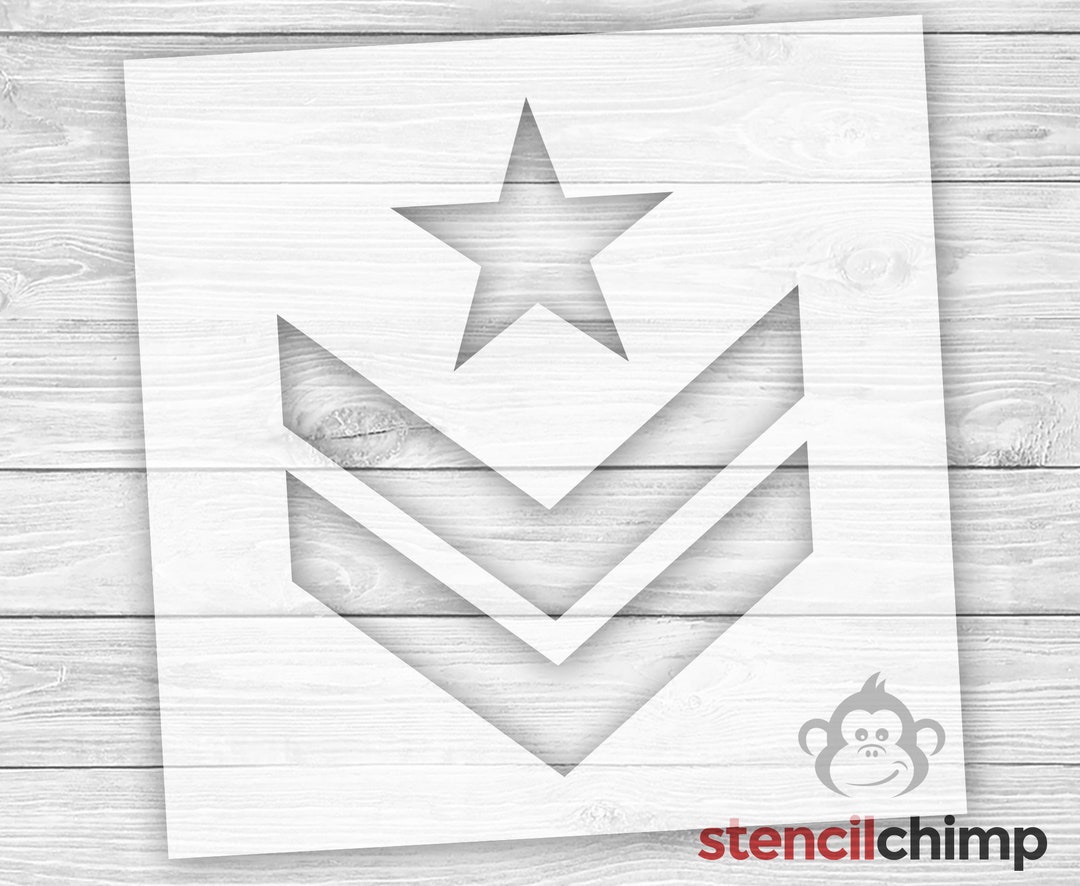 Military Rank Stencil | Chevron With Star Stencil | Army Rank Stencil ...