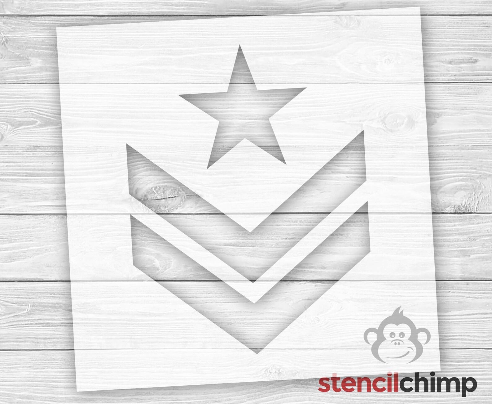 Military Rank Stencil Chevron With Star Stencil Army Rank - Etsy